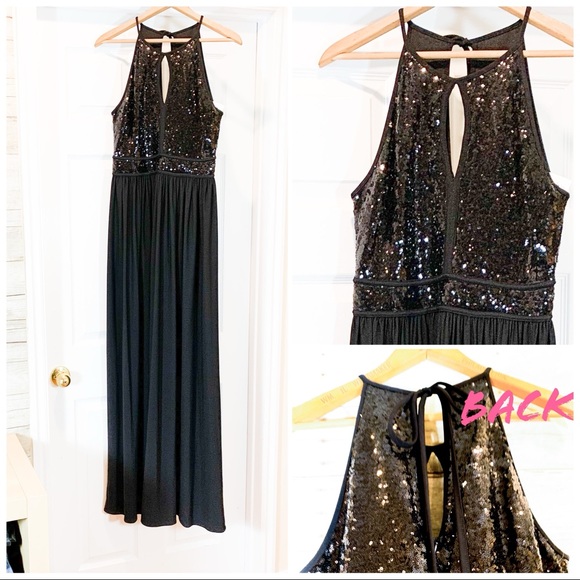 Morgan & Co. | Dresses | Morgan Co Black Sequin Halter Keyhole | Poshmark